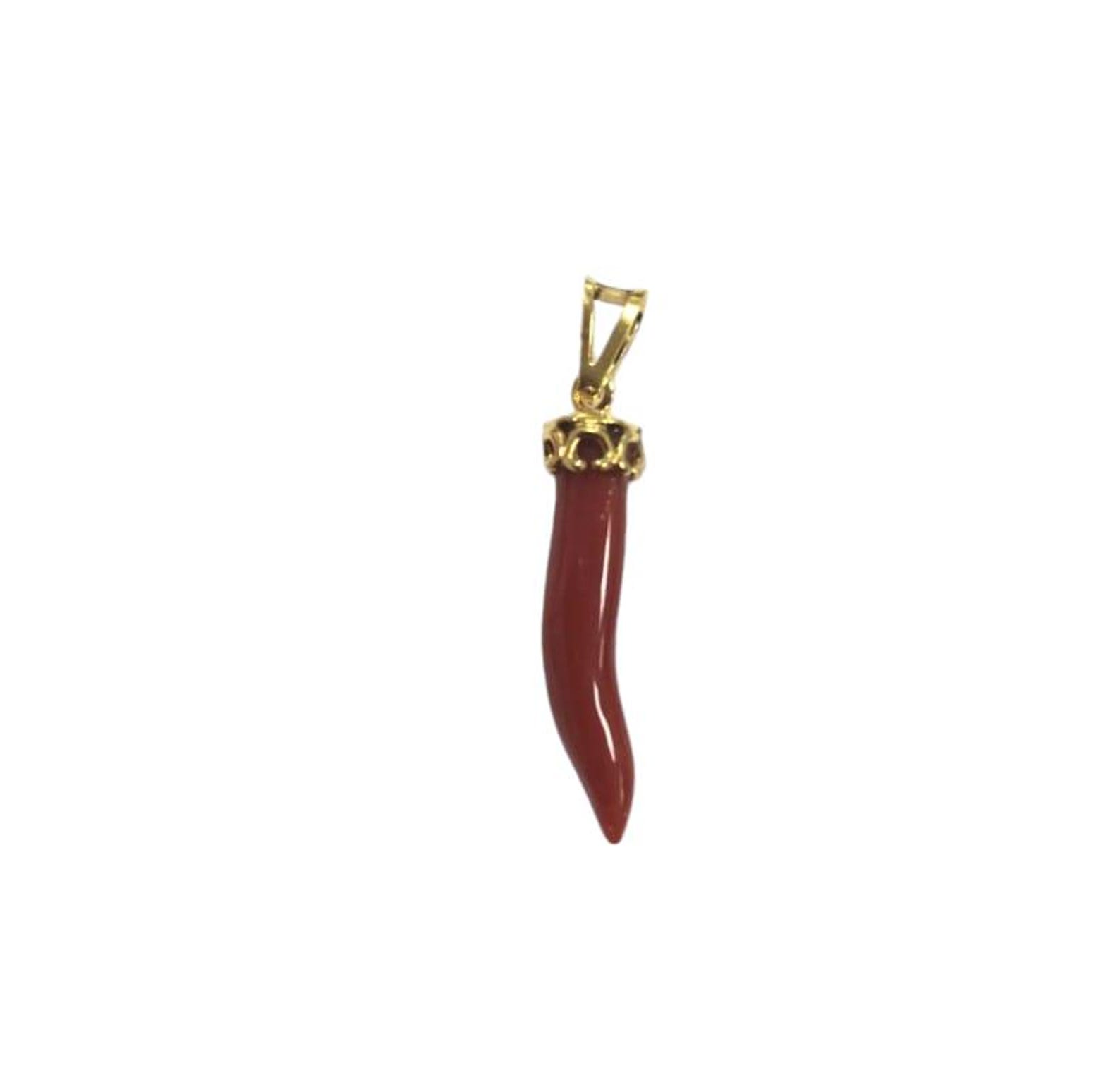 Red Coral Horn Pendant With Silver 925 Perforated Hood, Red Coral, Horn ...
