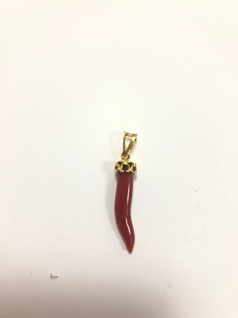 Red Coral Horn Pendant With Silver 925 Perforated Hood, Red Coral, Horn ...