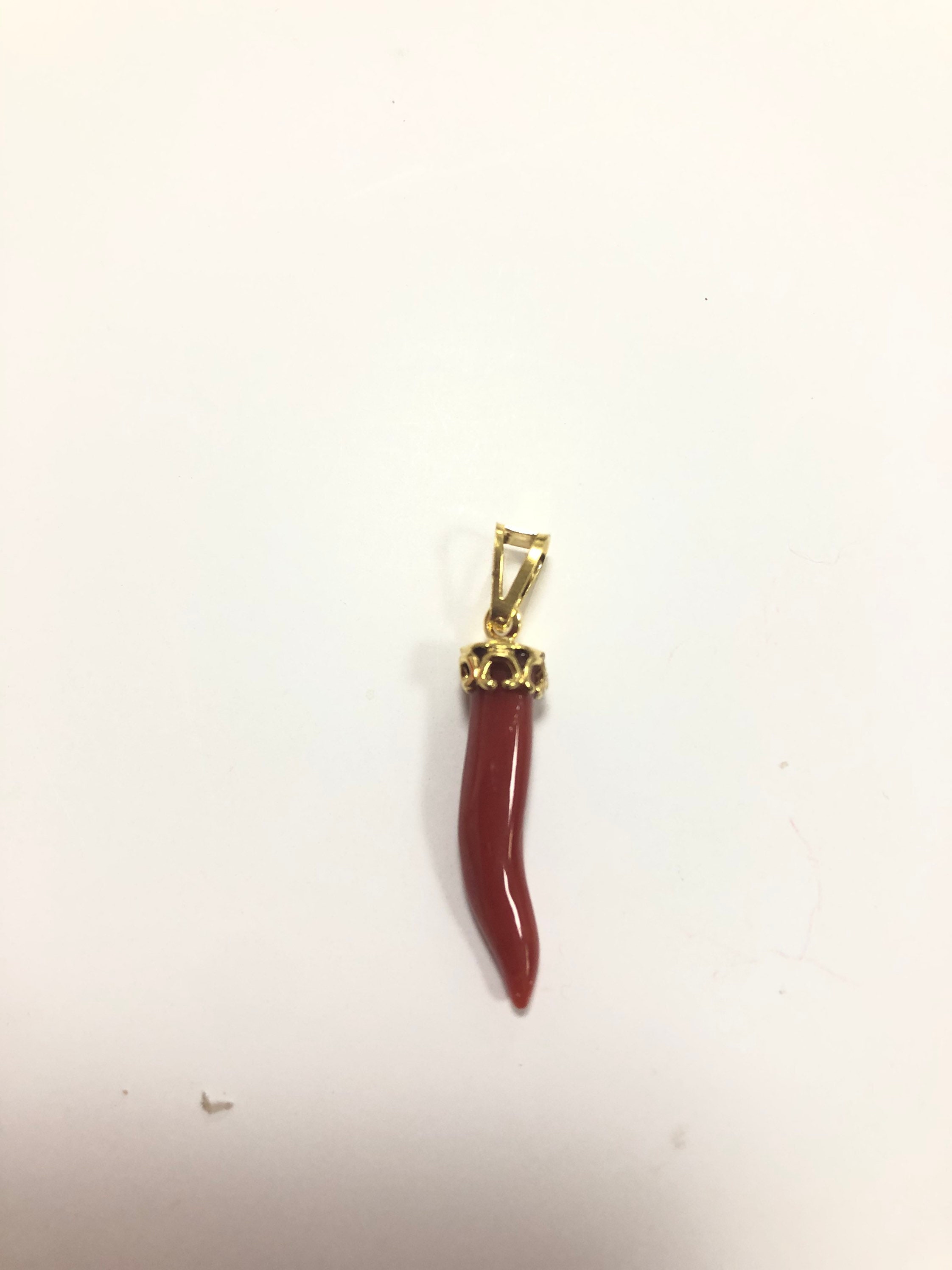 Red Coral Horn Pendant With Silver 925 Perforated Hood, Red Coral, Horn ...