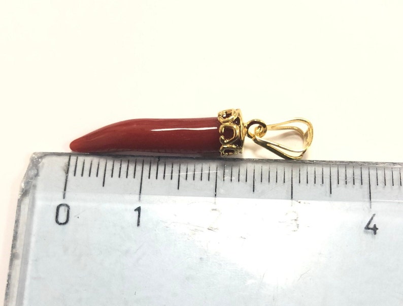 Red Coral Horn Pendant With Silver 925 Perforated Hood, Red Coral, Horn ...