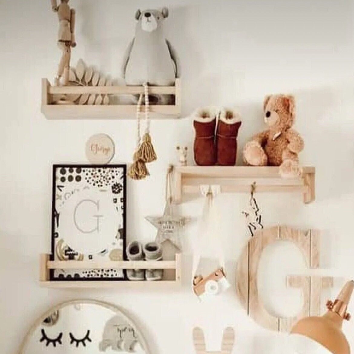 Wooden Wall Shelf With Minimalist Design Set of 3, Multi-purpose Shelf ...