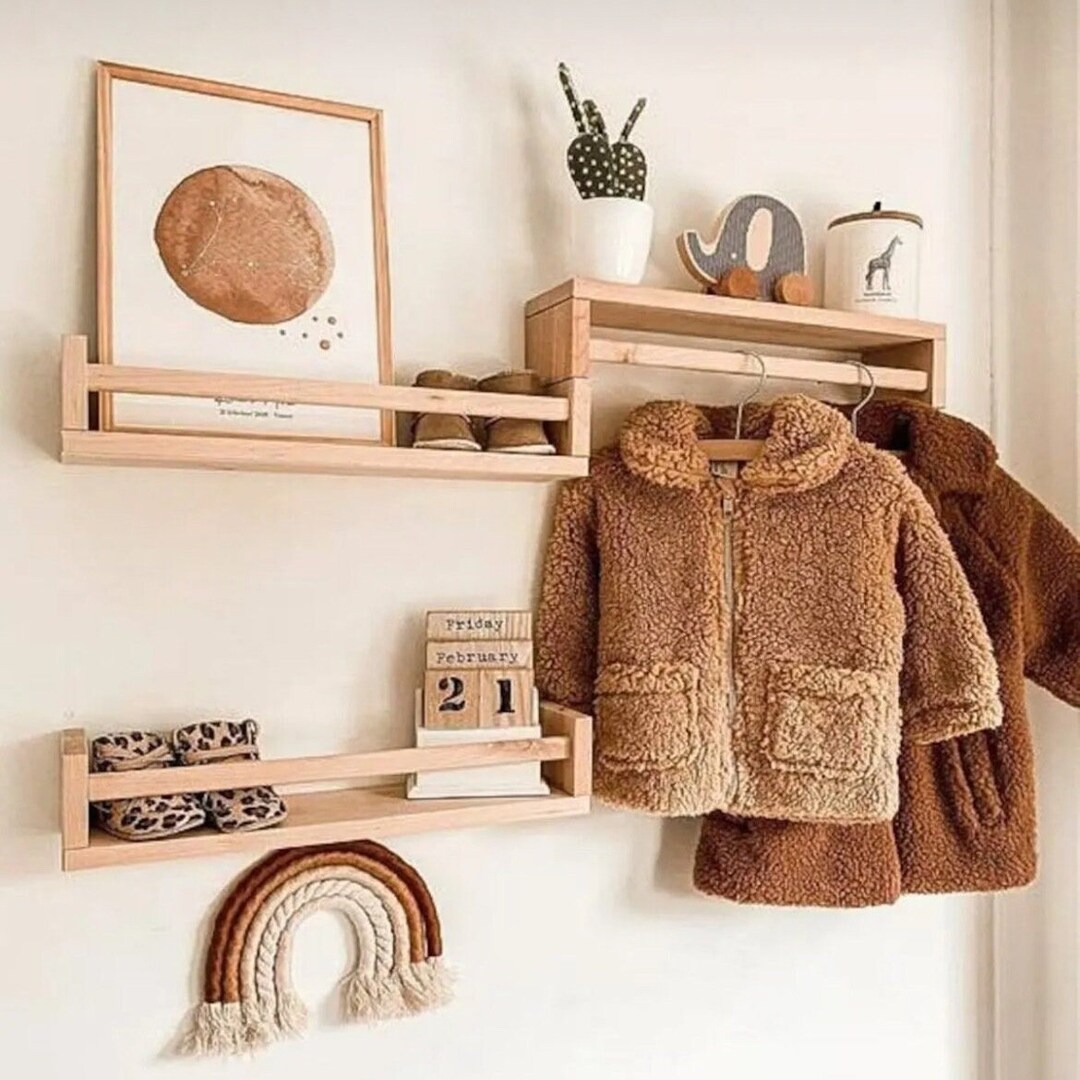 Wooden Wall Shelf With Minimalist Design Set of 3, Multi-purpose Shelf ...