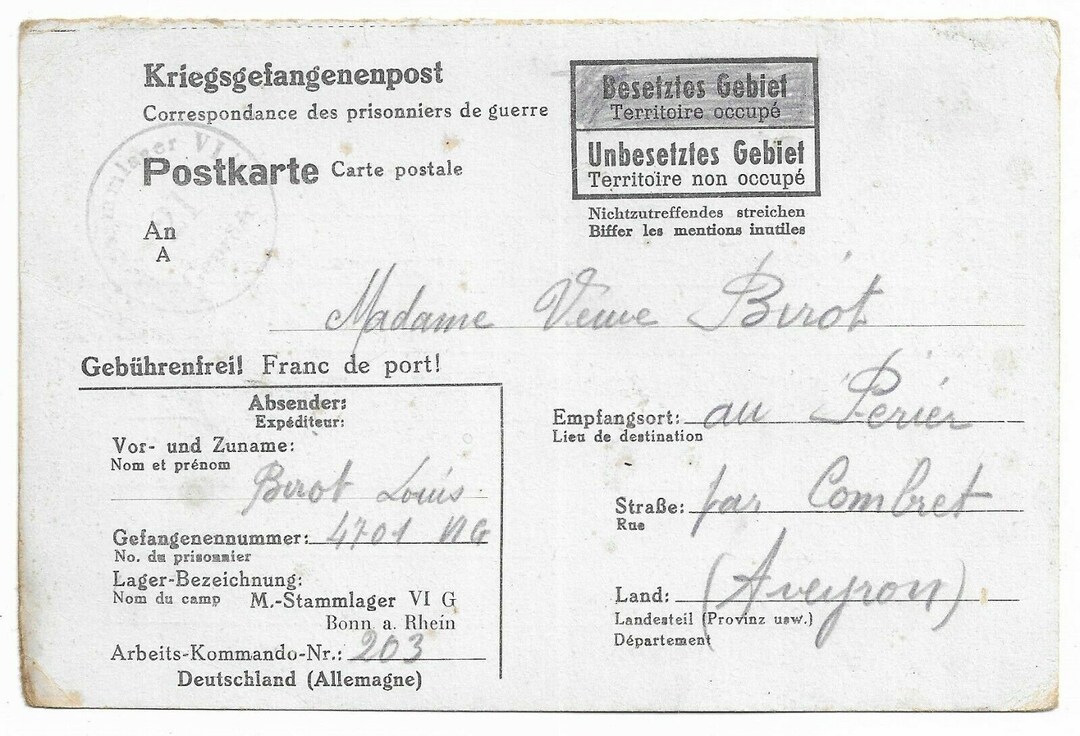 Drancy POW France Prisoners WW2 War Card Letter 1943 - Etsy