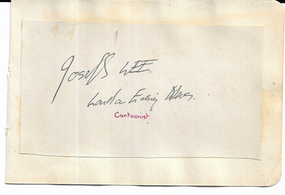 Cartoonist Joseph Lee Signed Autograph Note | Etsy