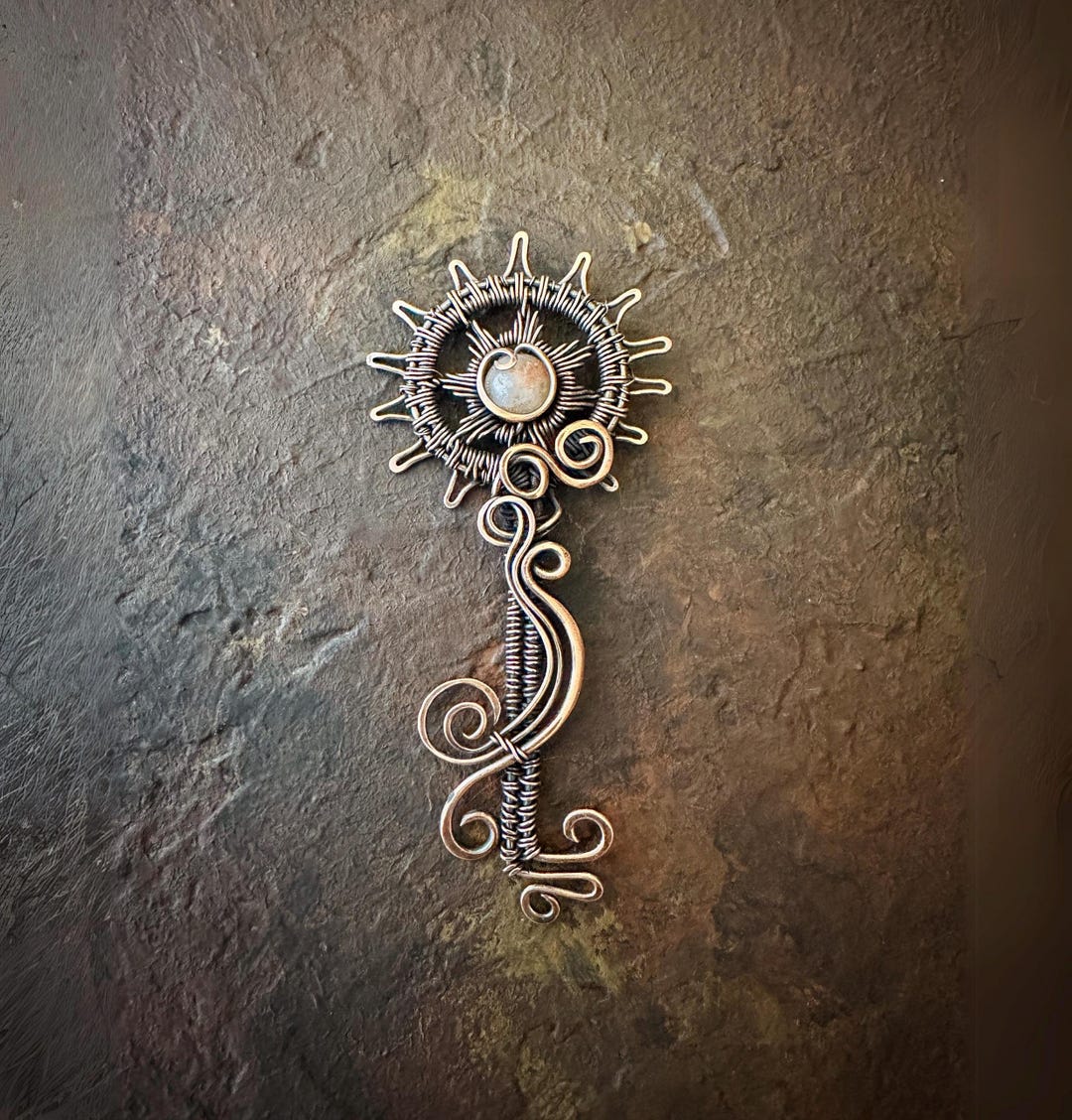 Copper Wire Key Talisman With Sunstone – Solar Ritual Tool for Energy ...