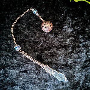 Enchanted Copper Spiral Pillar Prism Crystal Wand Pendulum for Magick, Divination, Witchy Gift ...