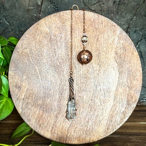 Copper Spiral Magic Wand Quartz Pendulum - Handcrafted Witchy Decor ...