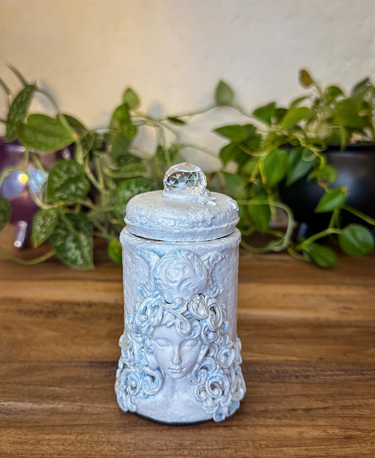Full Moon Goddess Apothecary Jar With Crystal Ball Lid - Handcrafted ...