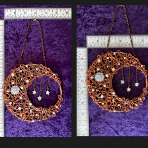 Handcrafted Chaos Swirl Copper Wire Moon Suncatcher With Crackled ...