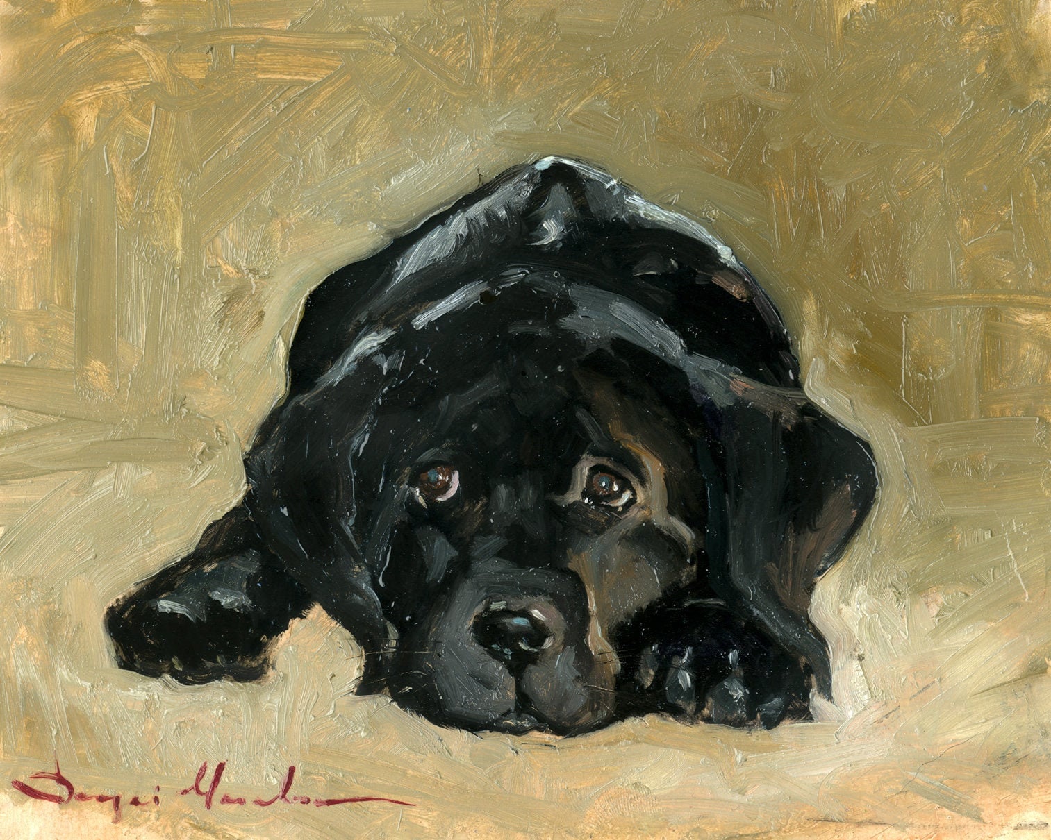 Black Lab Puppy Painting