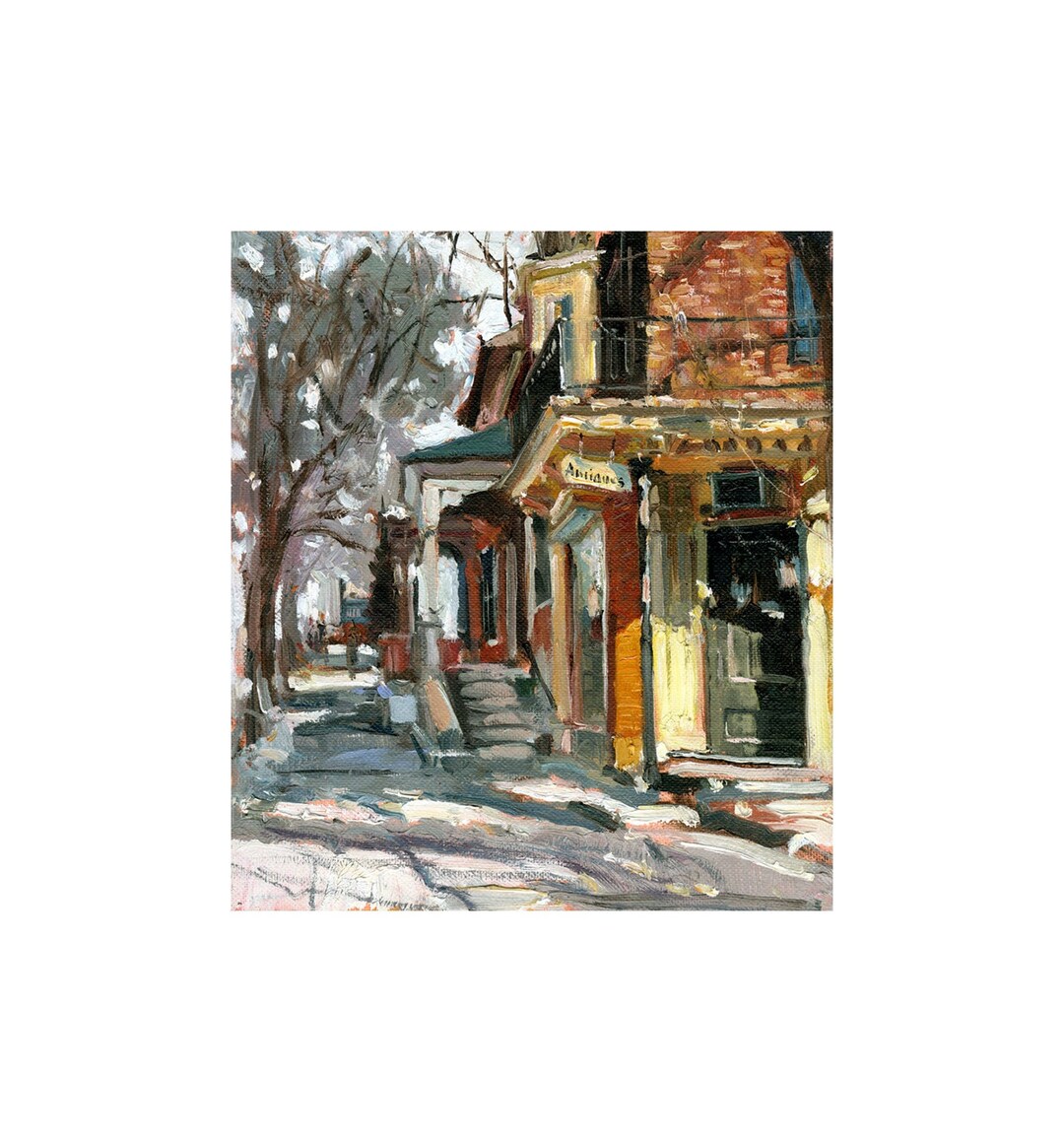 Art Print of Original Oil Painting, Street Landscape, Oil Painting ...