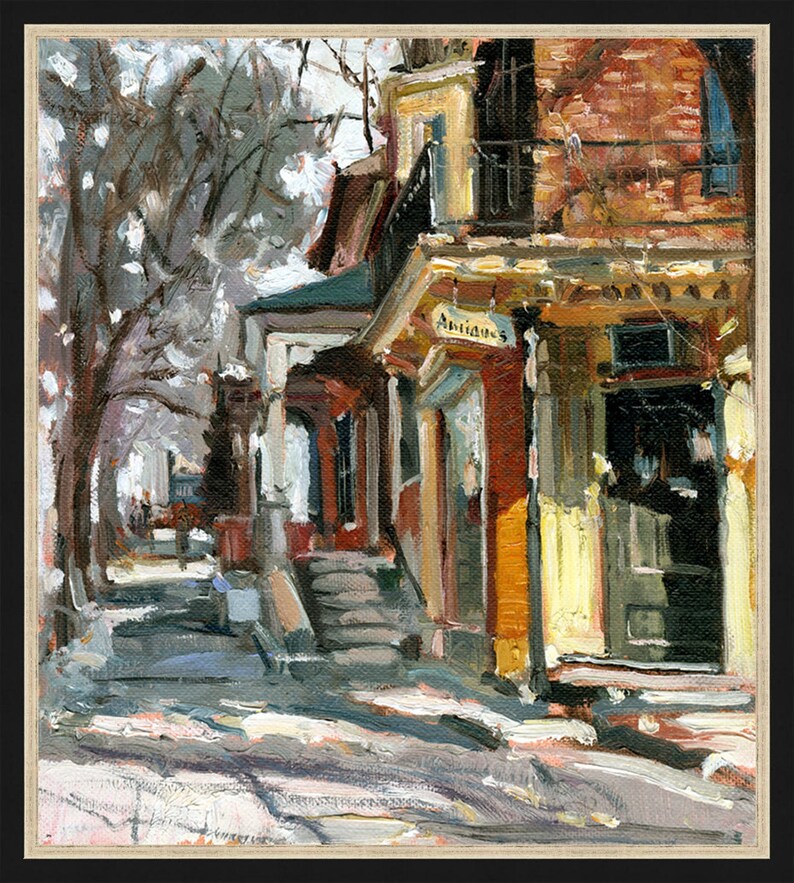 Art Print of Original Oil Painting, Street Landscape, Oil Painting ...