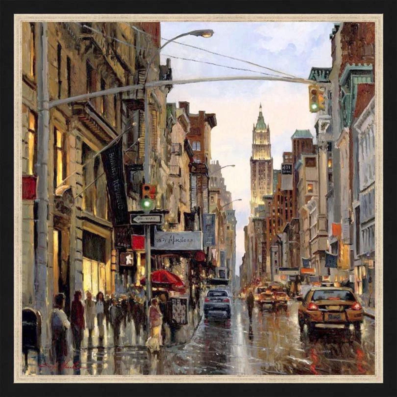 New York, Art Print of Oil Painting, Broadway, New York Print, New York ...
