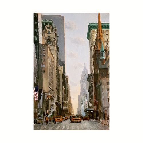 New York Print of Oil Painting Broadway on Canvas Prints - Etsy