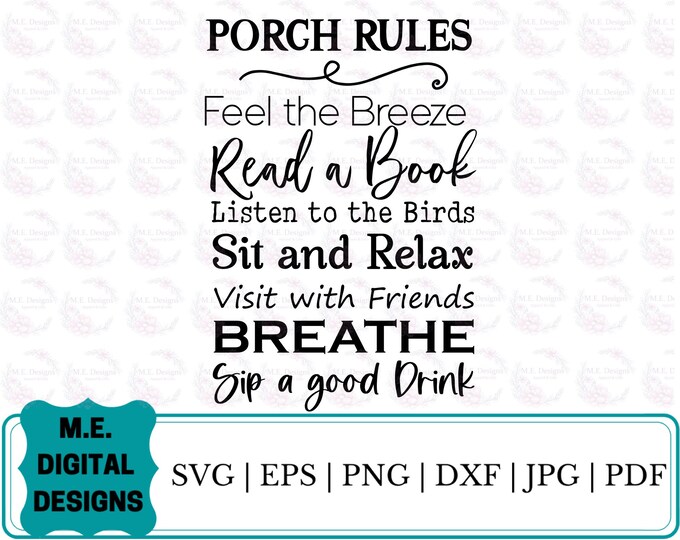 Porch Rules Svg Svg for Cricut Porch Svg Sign Svg for Silhouette Porch ...