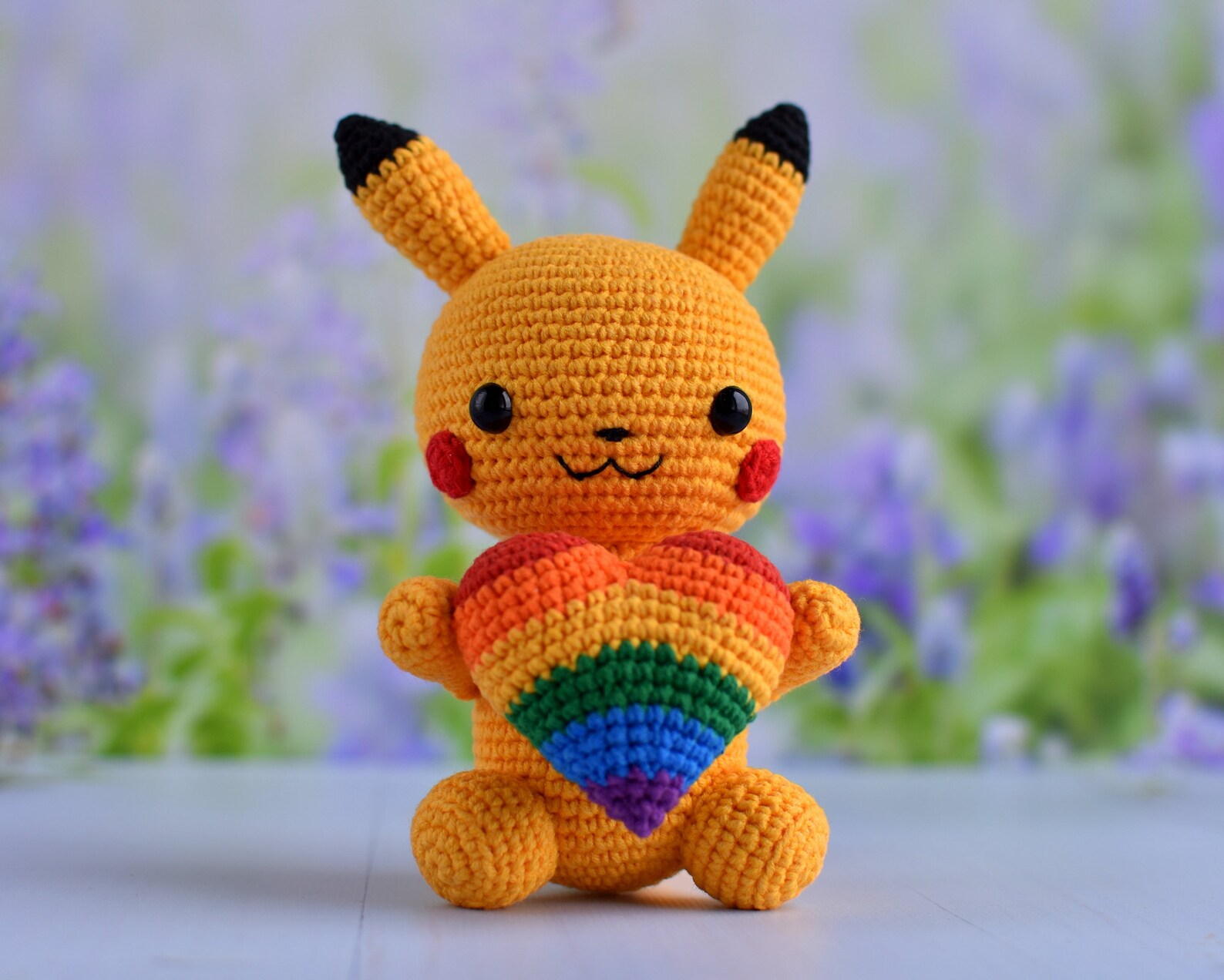 Pikachu plush toy with rainbow heart / Pride Pikachu / Gift | Etsy