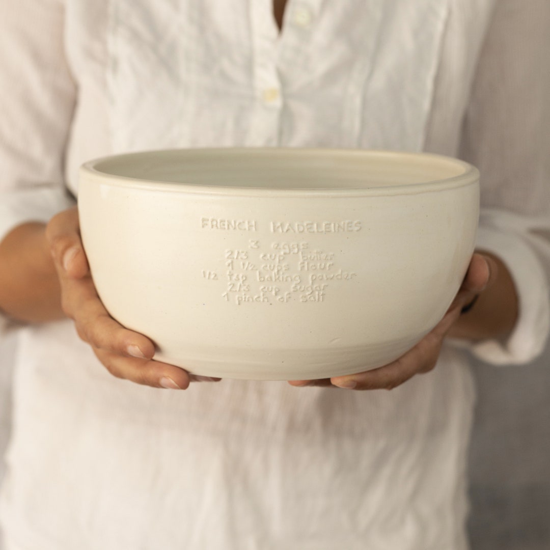 French Madeleine Recipe Written on a Large Mixing Bowl - Handwritten ...