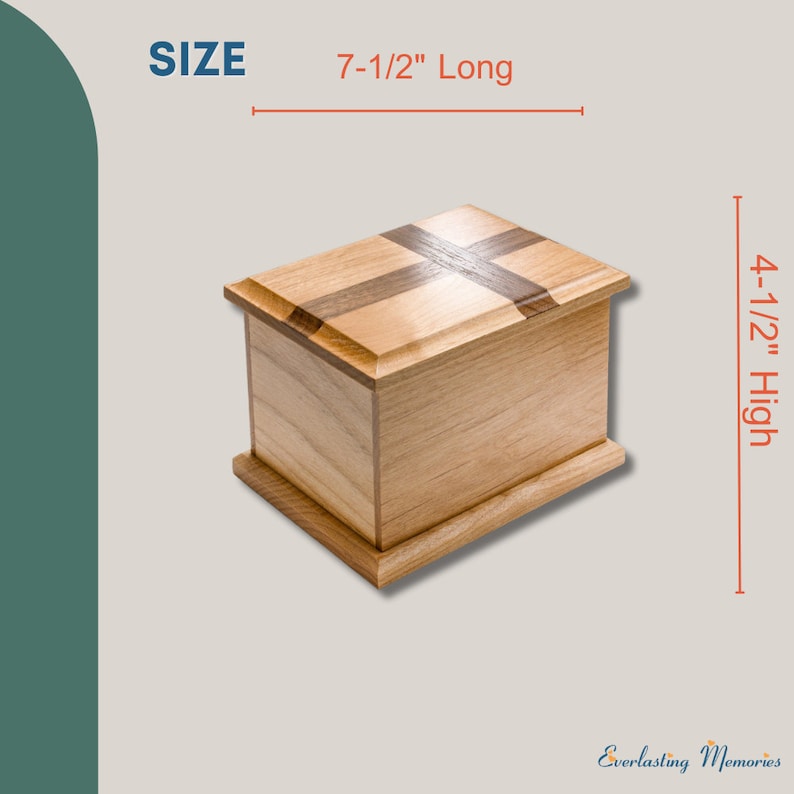 EVR Memories Medium Alder Cremation Urn With Walnut Cross - Made in ...