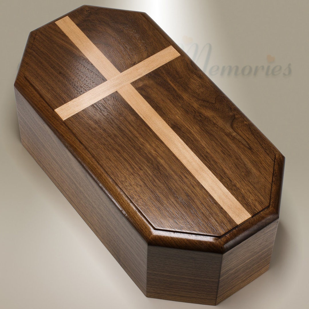 EVR Memories Walnut 8 Sided Cremation Urn With Maple Cross - Made in ...