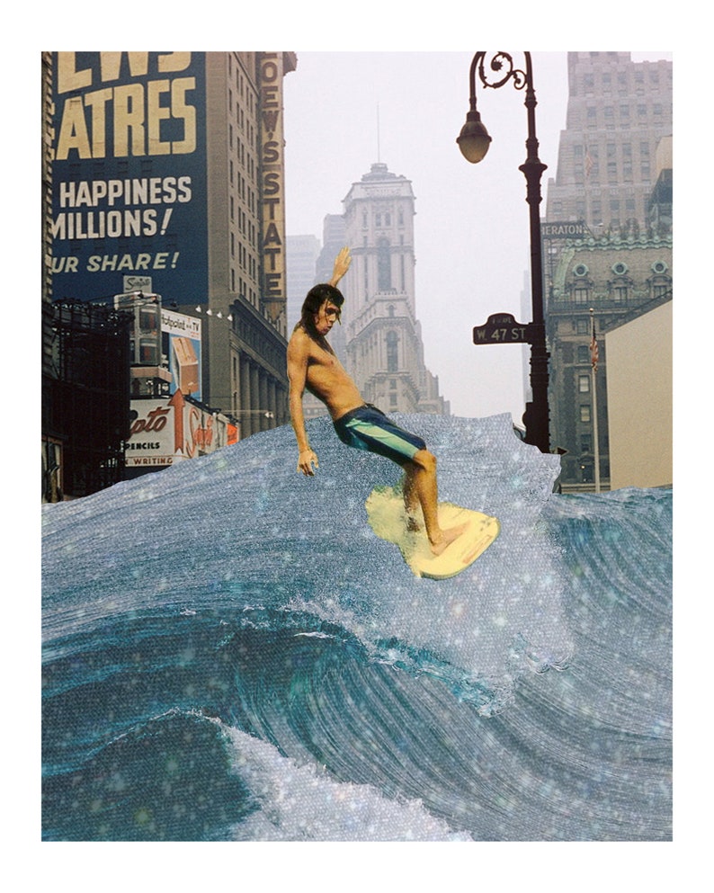 Downtown Surf Collage Art Surreal Art Collage Wall Art - Etsy