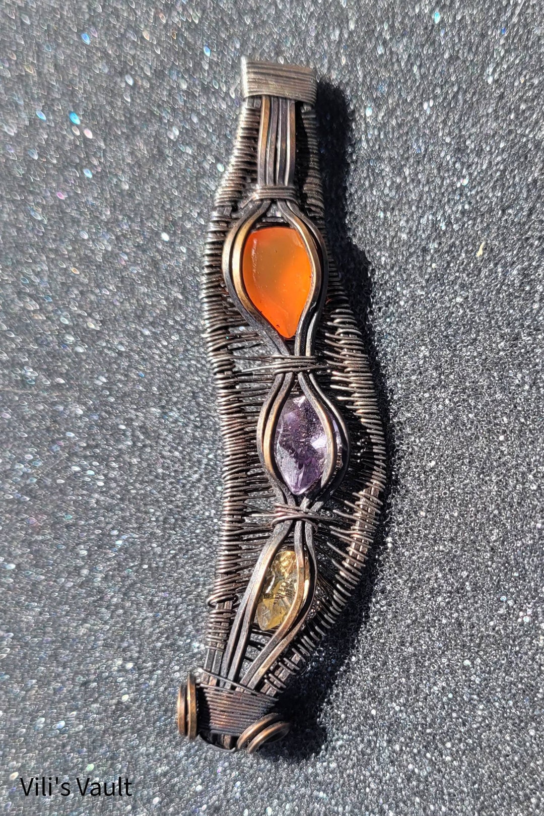 Inverted Teardrop Pendant, With Carnelian, Amethyst, and Citrine - Etsy