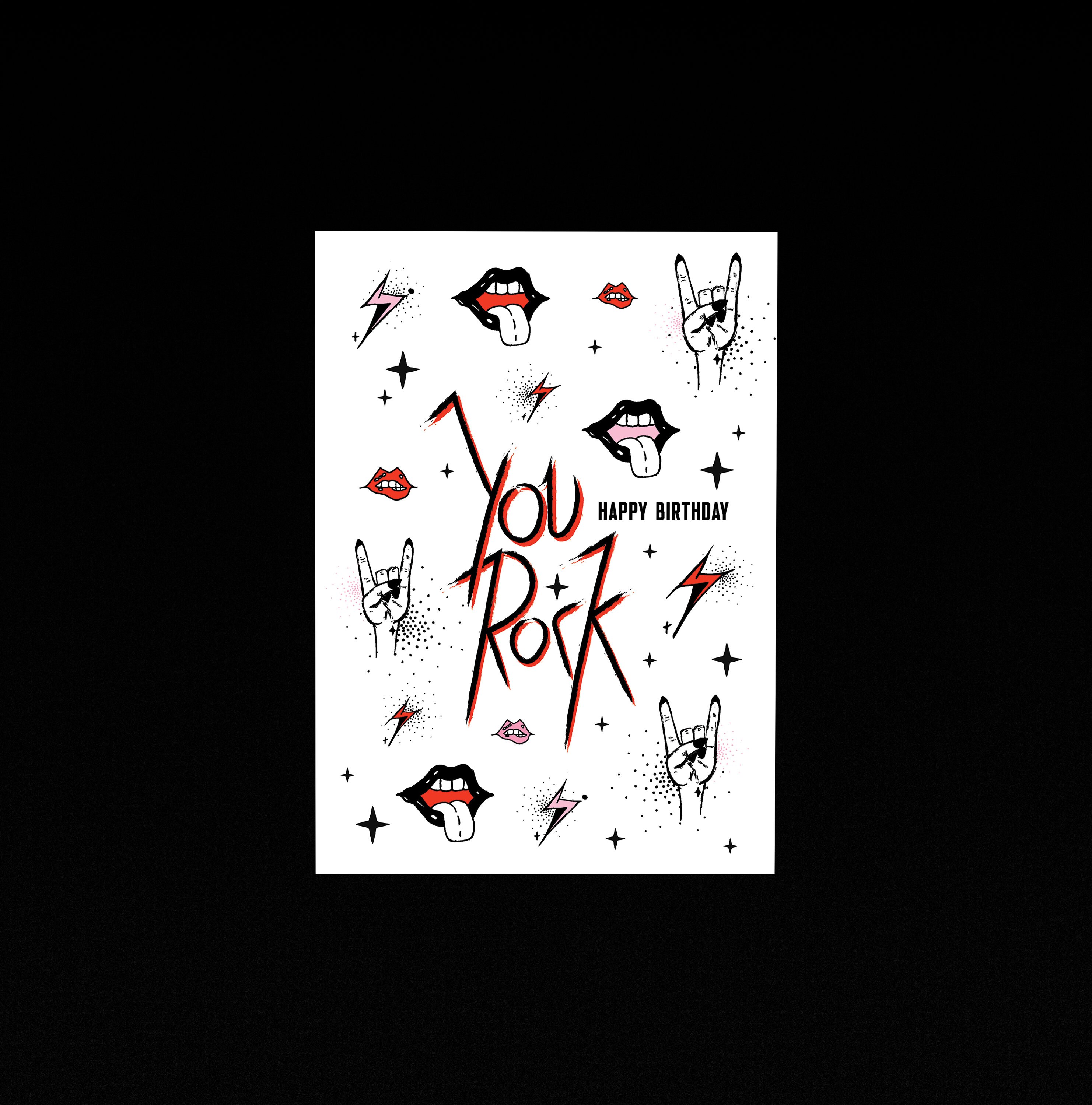 YOU ROCK / Happy Birthday Card / Rock N Roll Birthday Card / Rock Chick ...