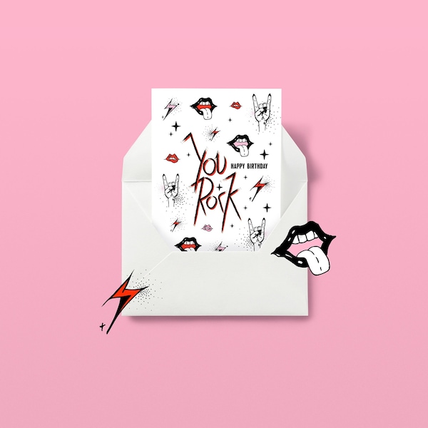 Rock N Roll Birthday Cards - Etsy