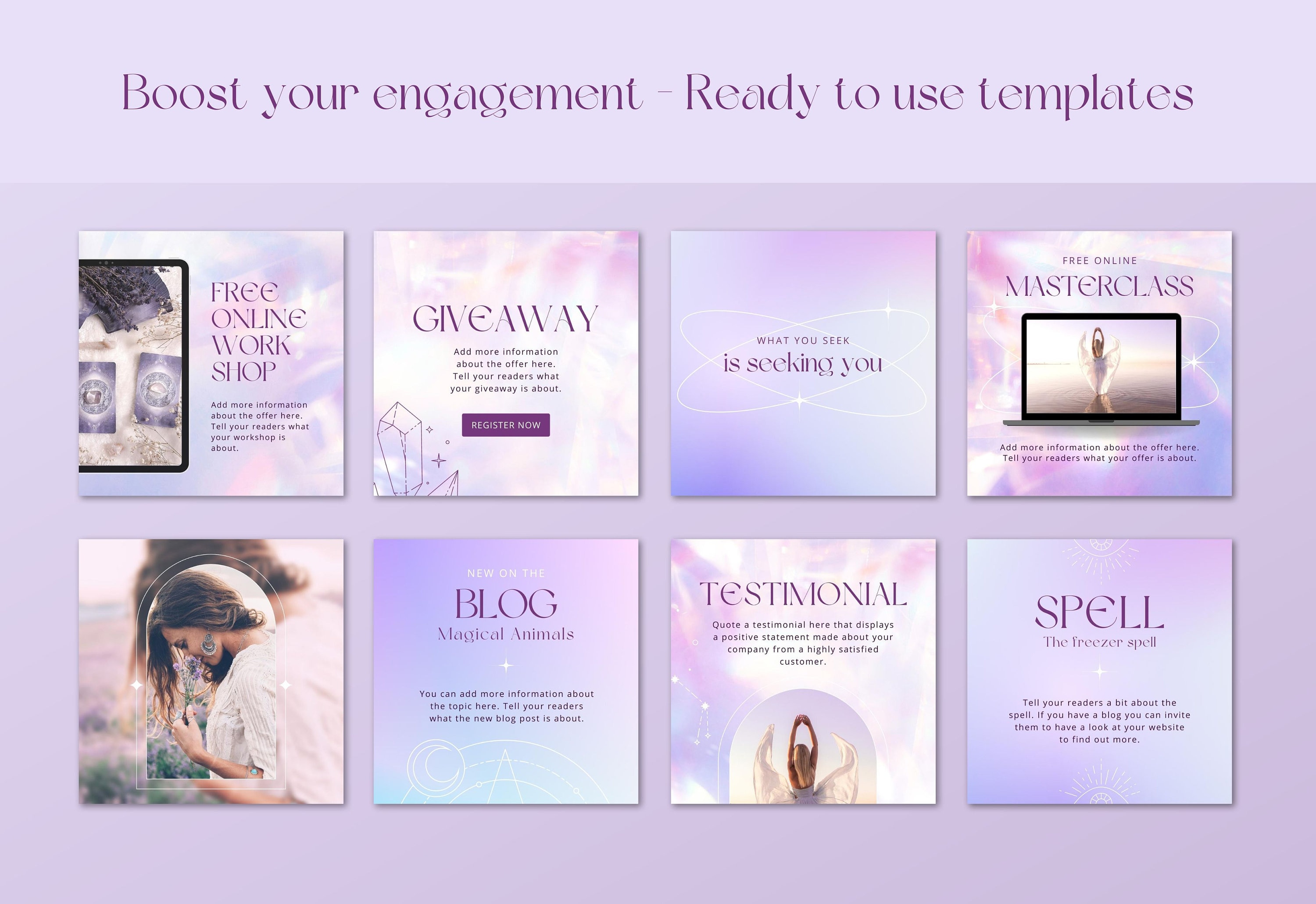 Crystal Instagram Templates for Canva Spiritual Instagram - Etsy Australia