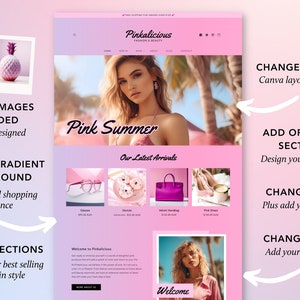 Pink Gradient Shopify Theme Template - Shopify Website Design - Shopify ...