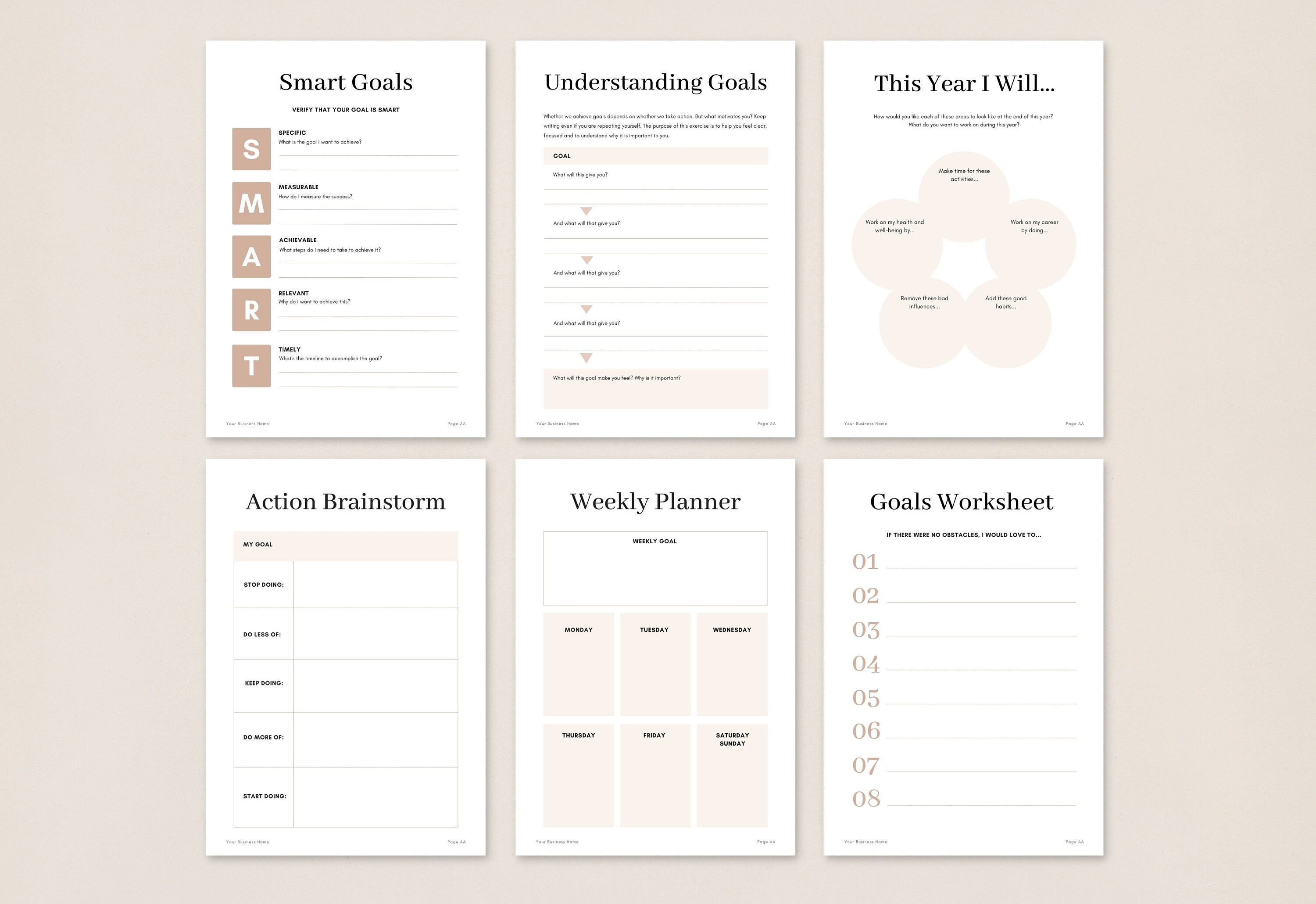 Coaching Vision and Goal Setting Sheets Canva Coaching Template ...