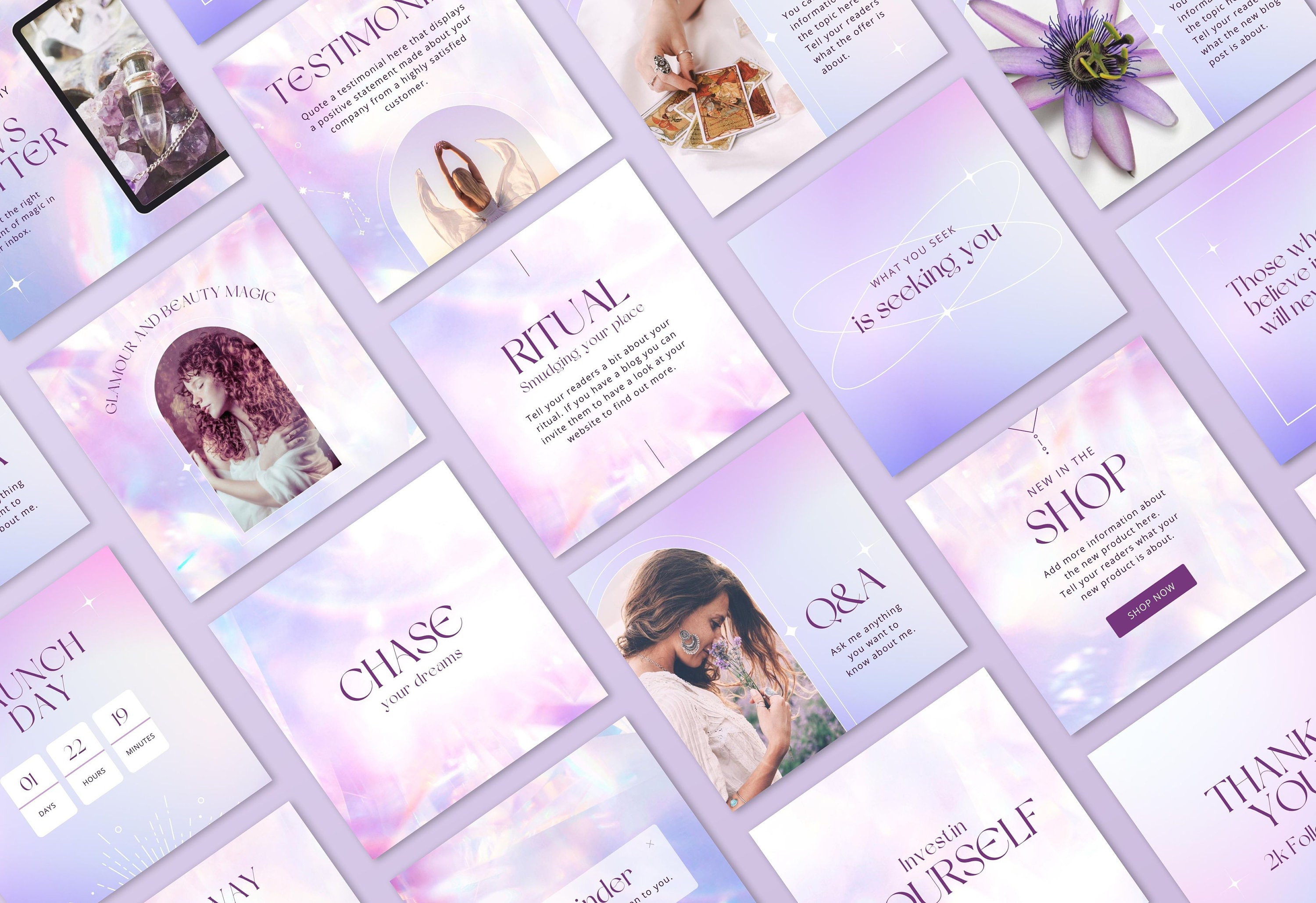 Crystal Instagram Templates for Canva Spiritual Instagram - Etsy Australia
