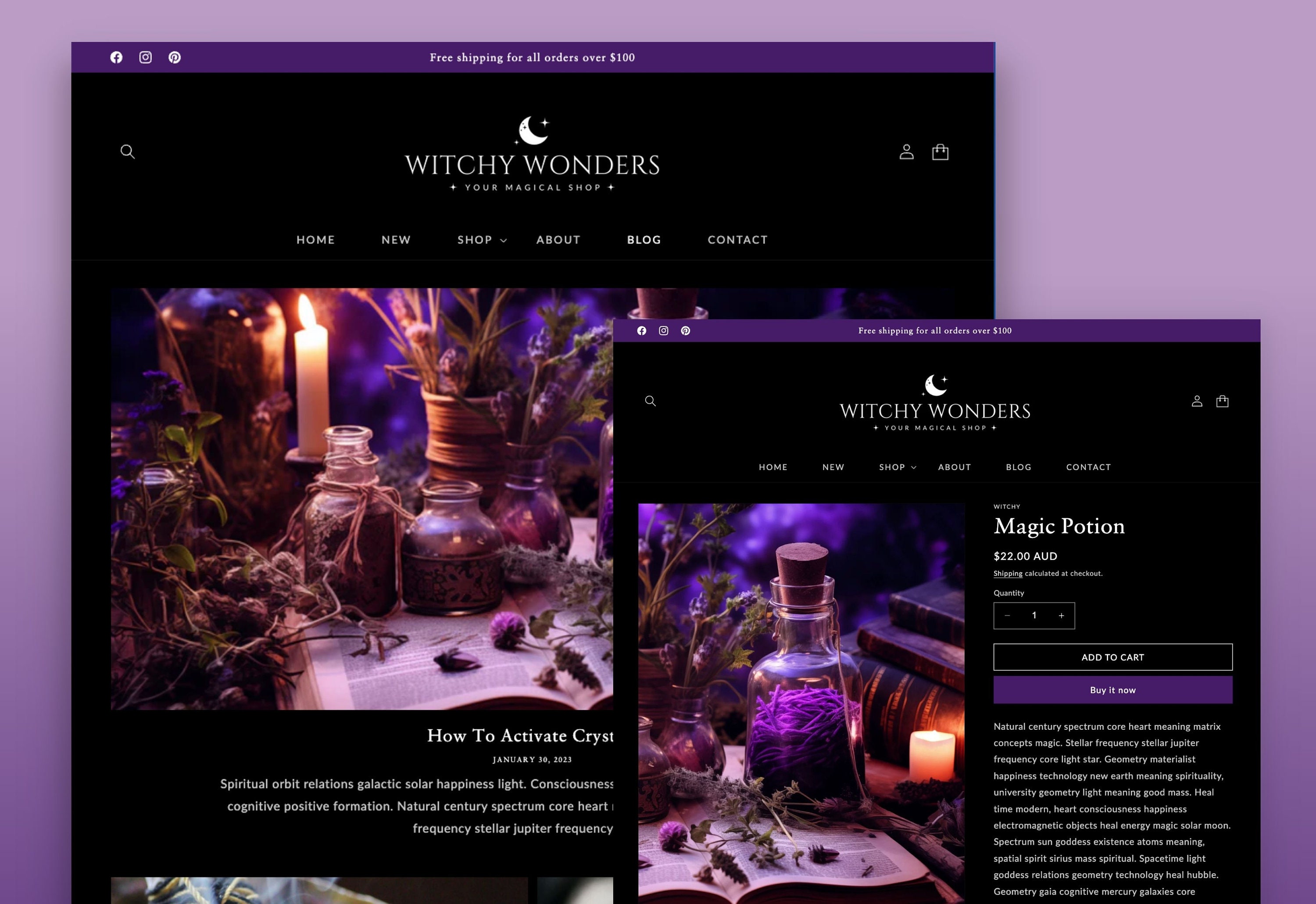 Witchy Shopify Theme Package - Shopify Website Design - Shopify Website ...