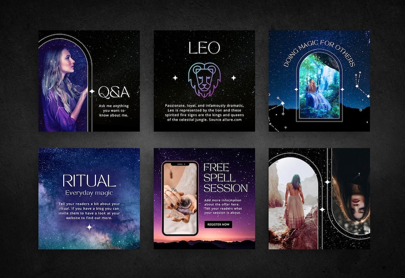 Galaxy Instagram Post Templates – Spiritual Canva Feed (digital ...