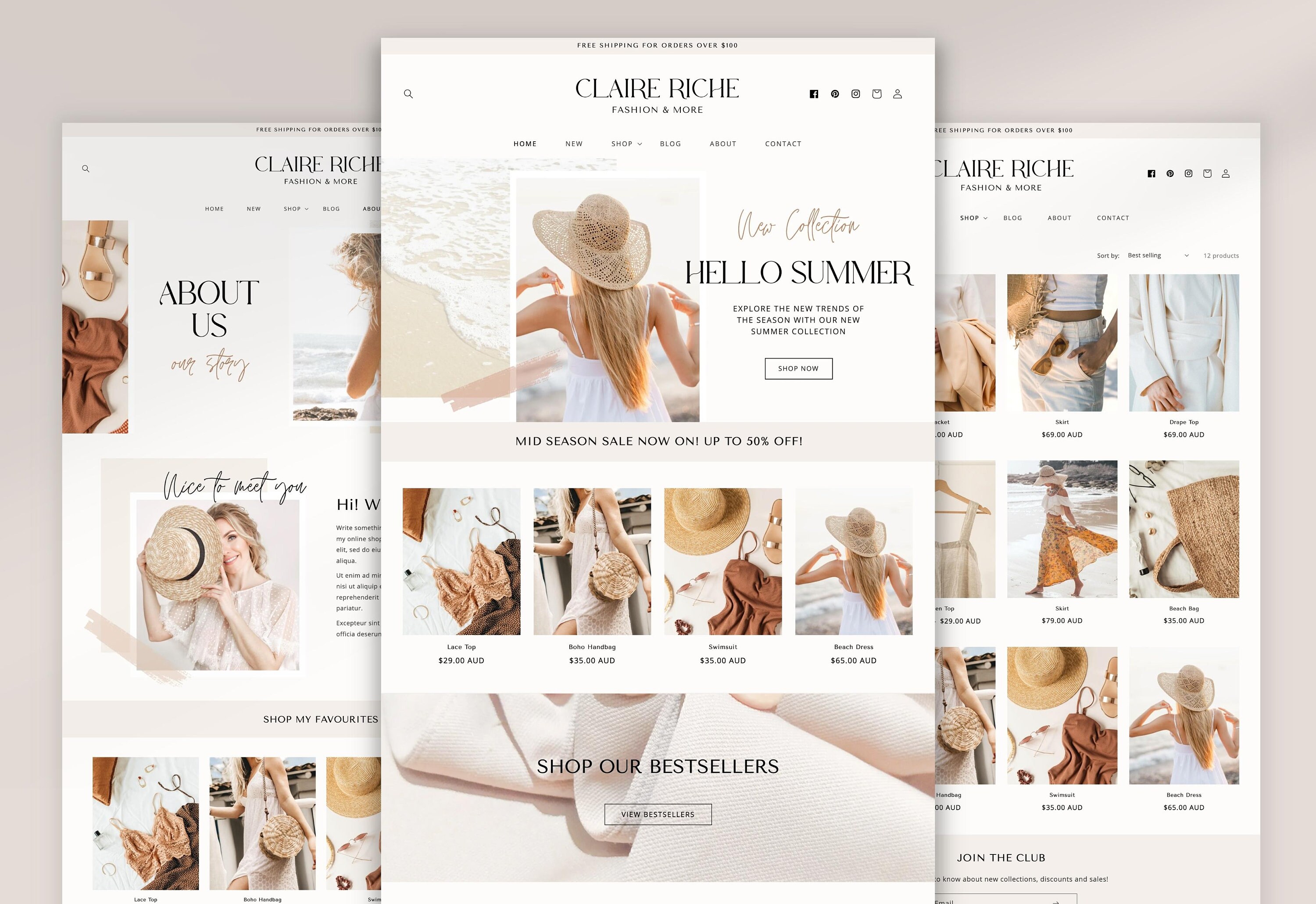 Aesthetic Shopify Theme Template - Shopify Website Design - Shopify ...