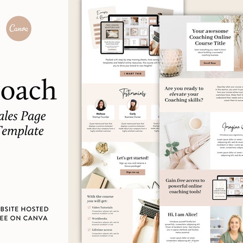 Minimalist Canva Sales Page Template Coaching Course Sales - Etsy