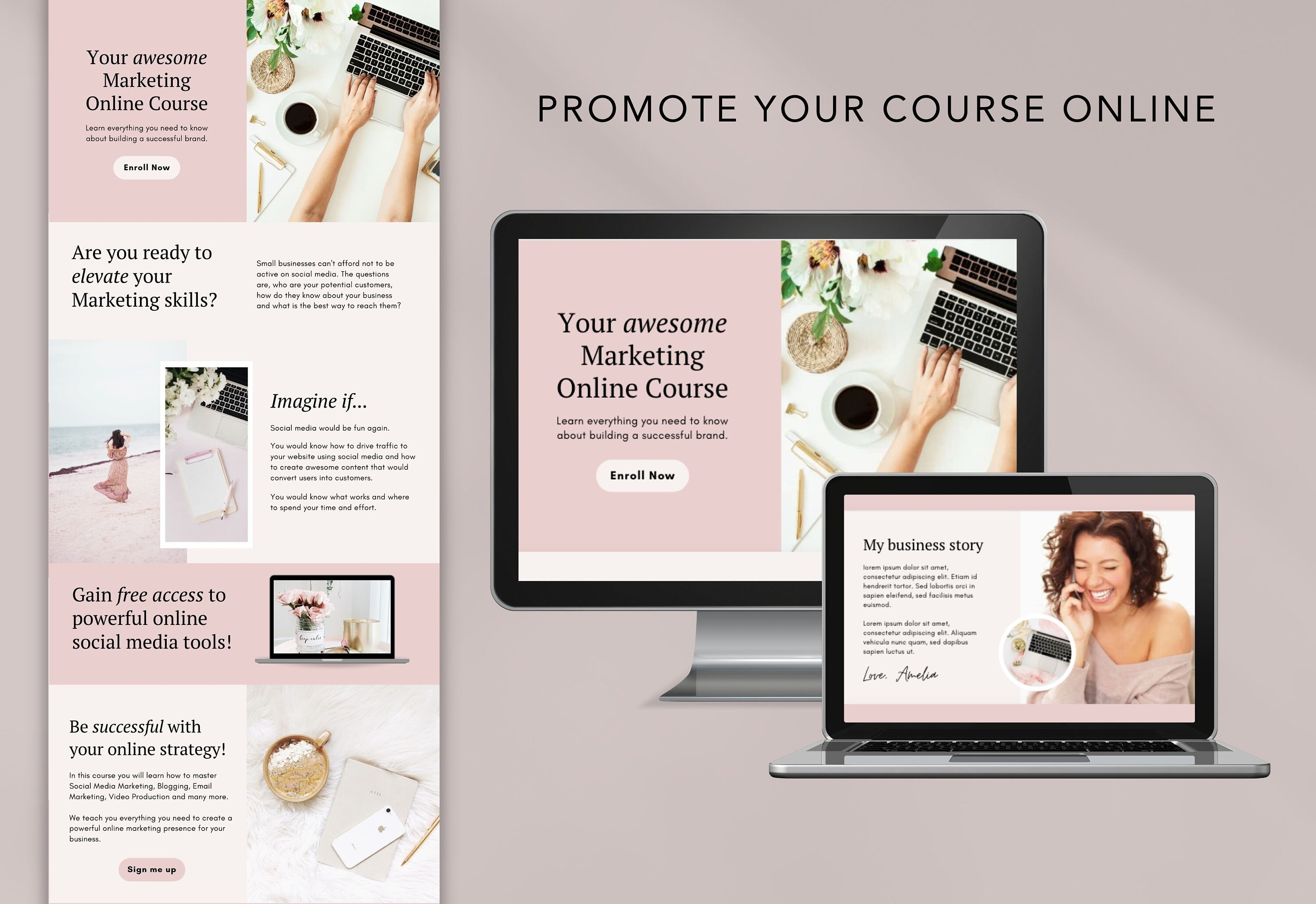 Online Course Sales Page Template for Canva Sales Landing - Etsy Australia