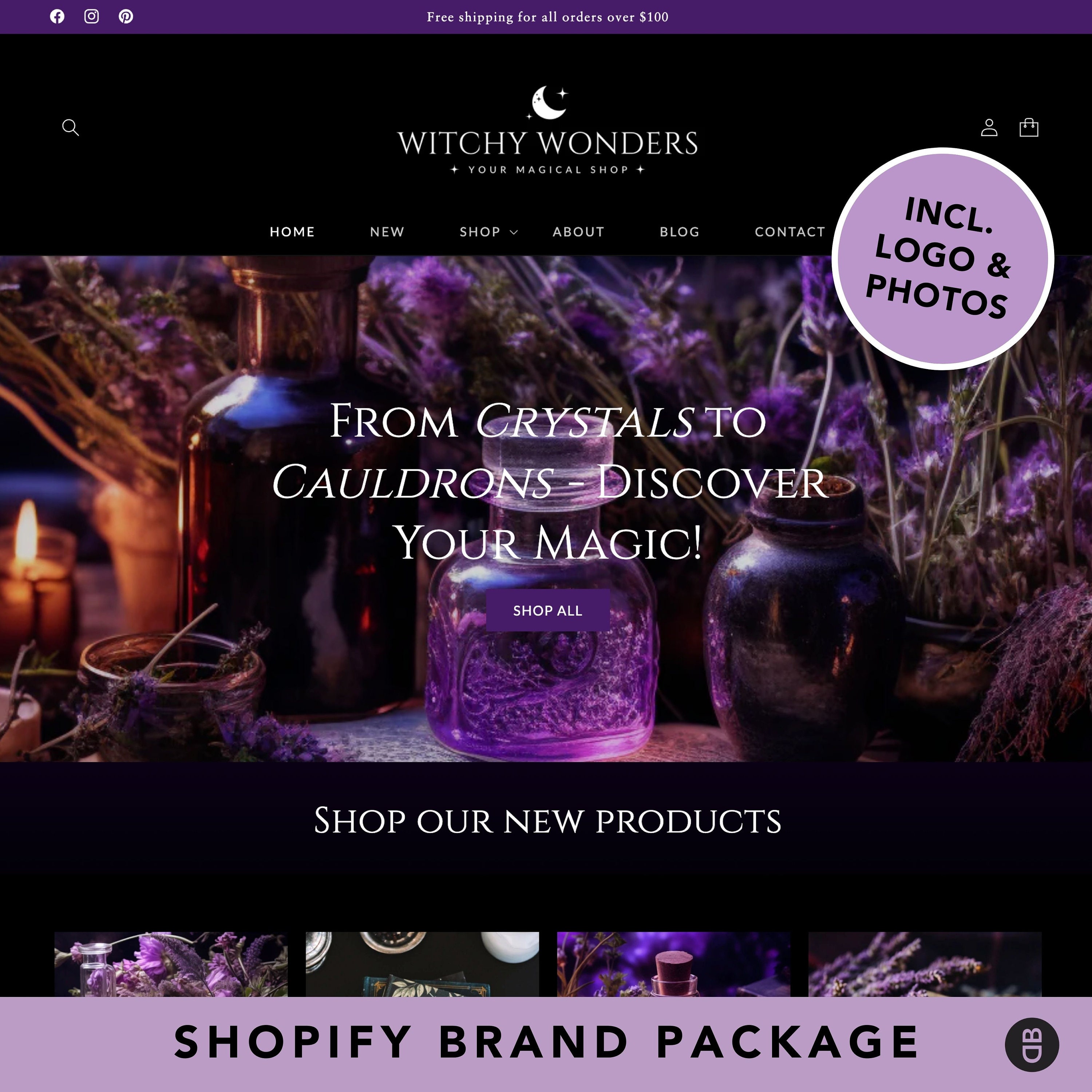 Witchy Shopify Theme Package - Shopify Website Design - Shopify Website ...