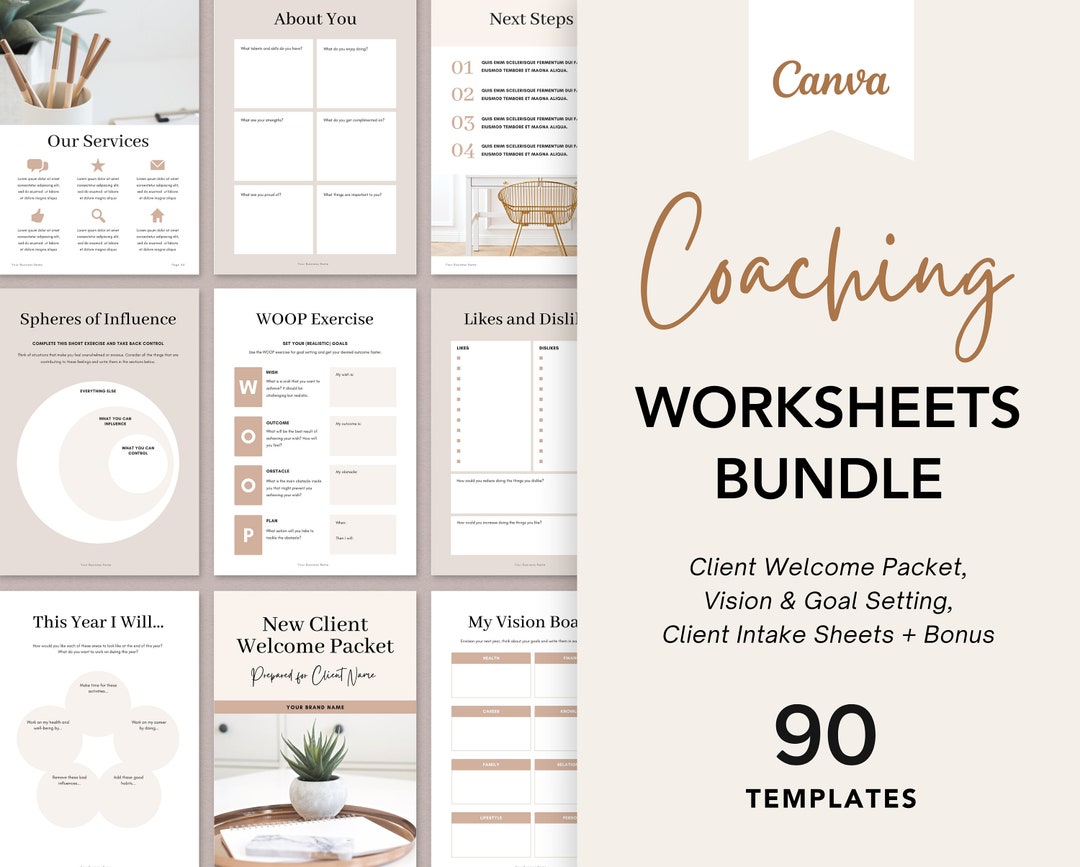 Coaching Worksheets Bundle – Client Welcome Pack, Canva Templates ...