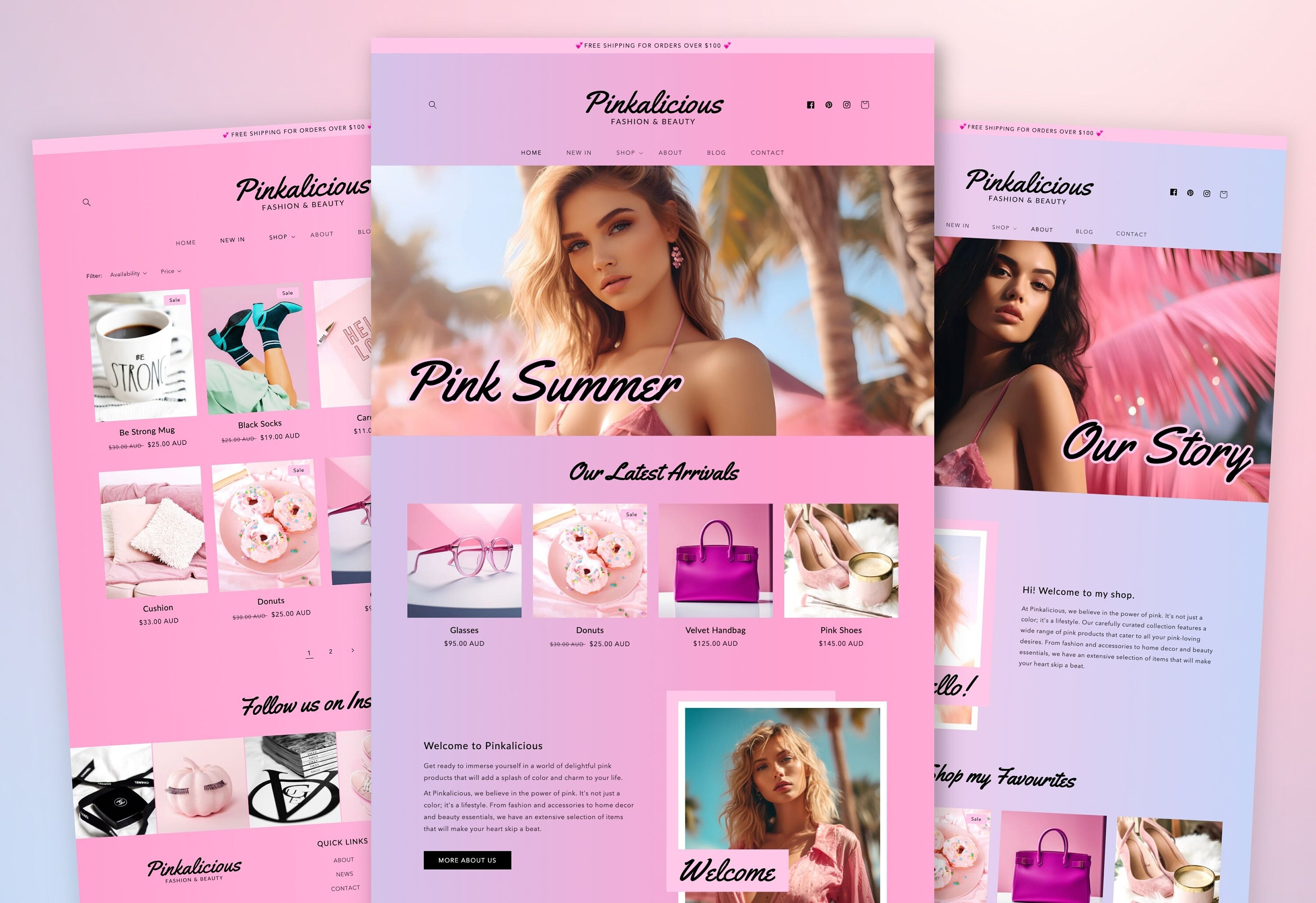 Pink Gradient Shopify Theme – Pastel Website Template - Etsy