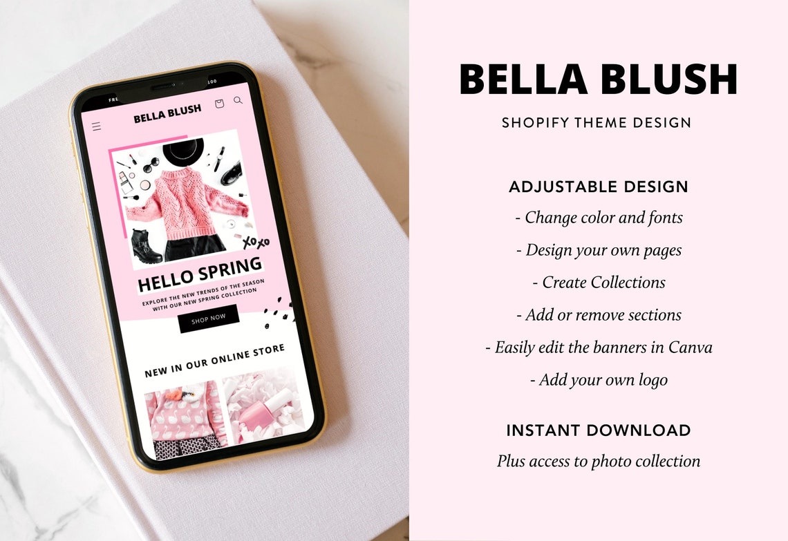 Pink Shopify Theme Template Website Design Shopify Clothing - Etsy