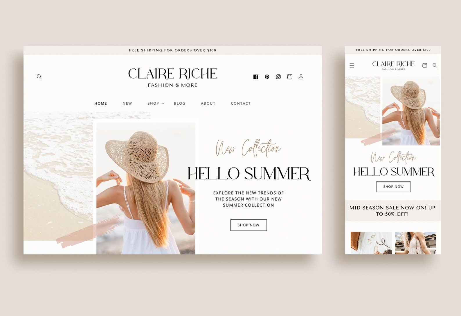 Claire Riche Shopify Theme – Boutique Website Template - Etsy