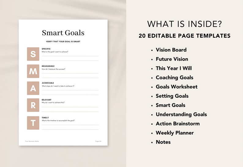 Coaching Vision and Goal Setting Sheets Canva Coaching | Etsy