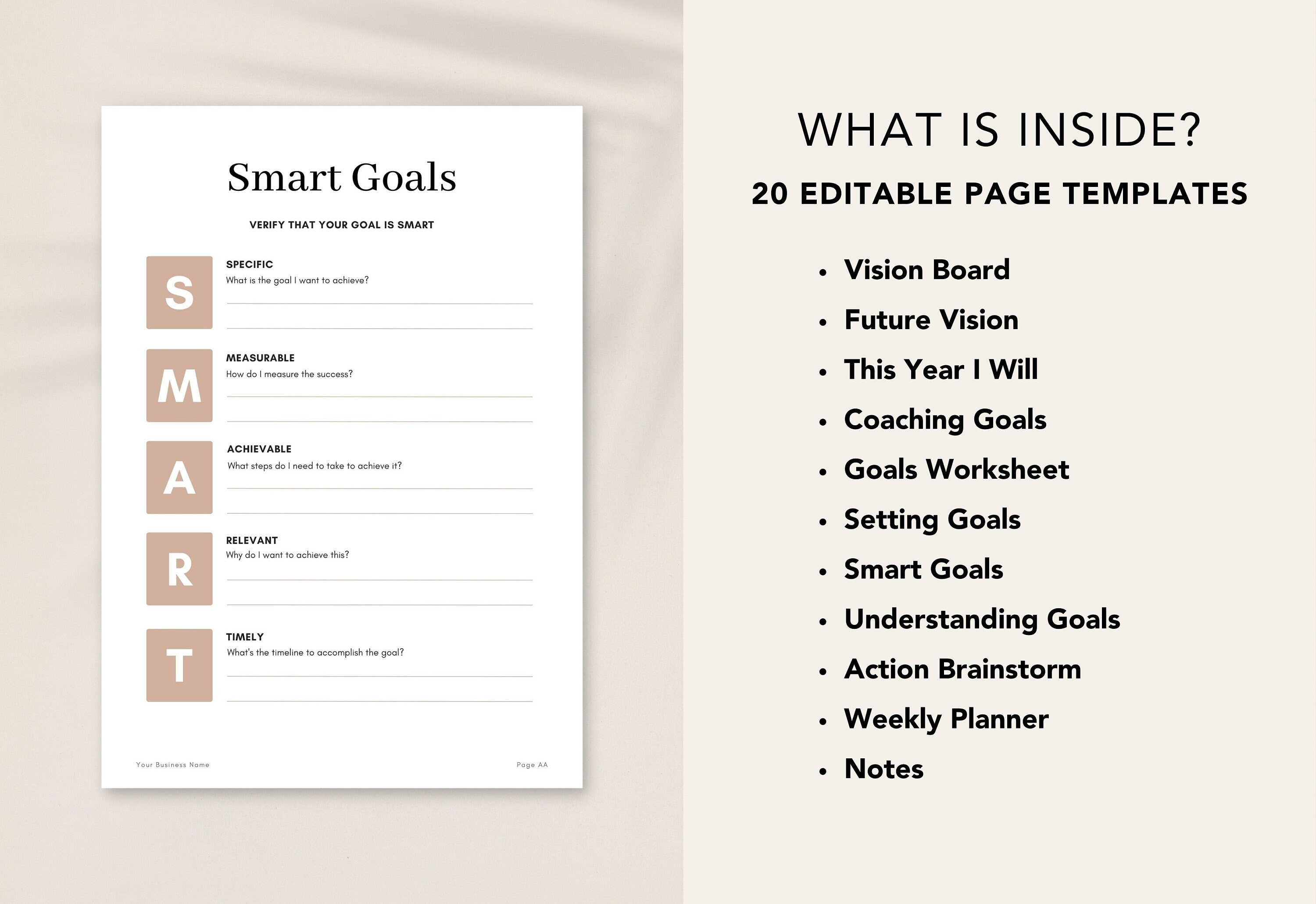 Coaching Vision and Goal Setting Sheets Canva Coaching Template ...