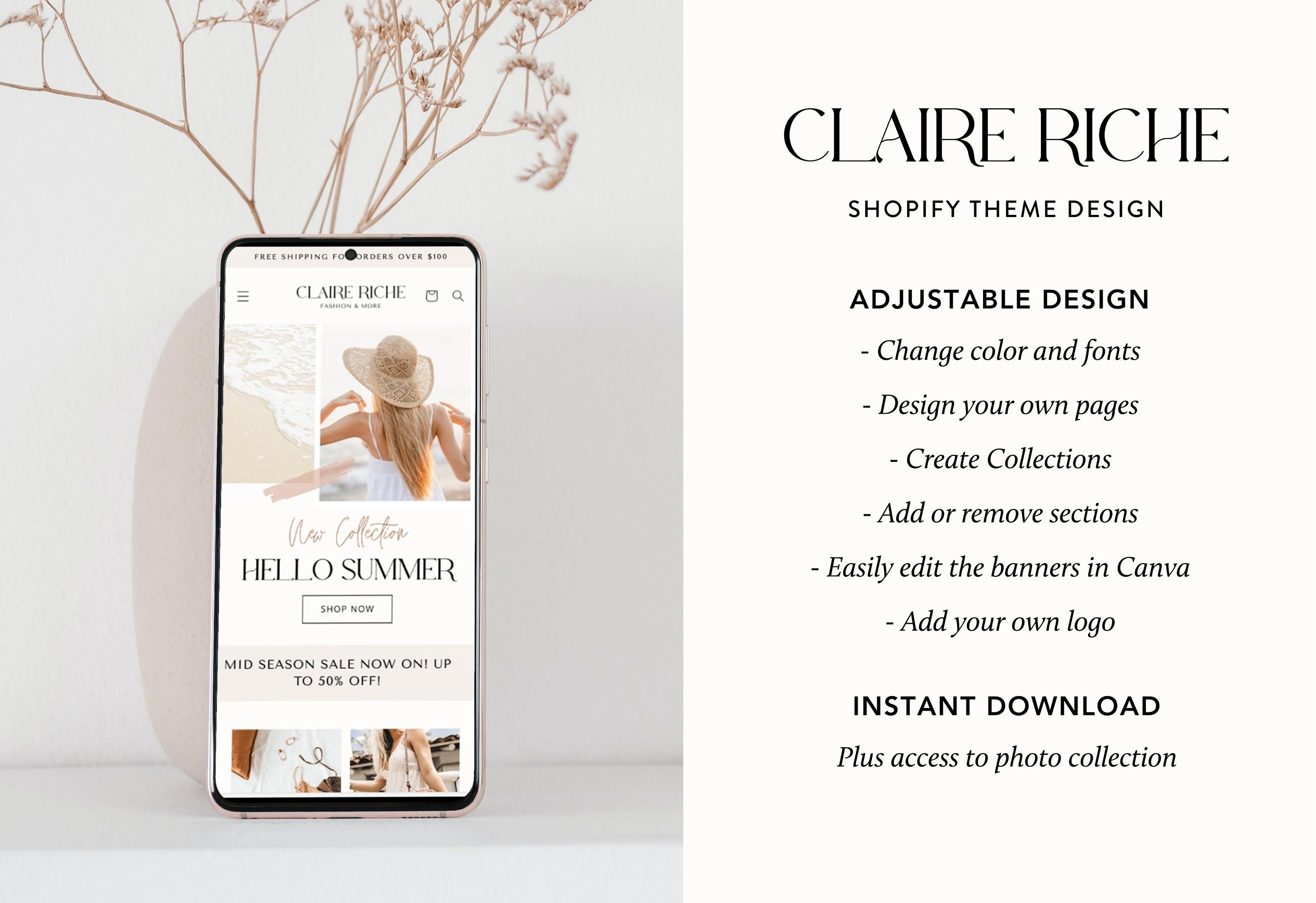 Aesthetic Shopify Theme Template Shopify Website Design Shopify ...