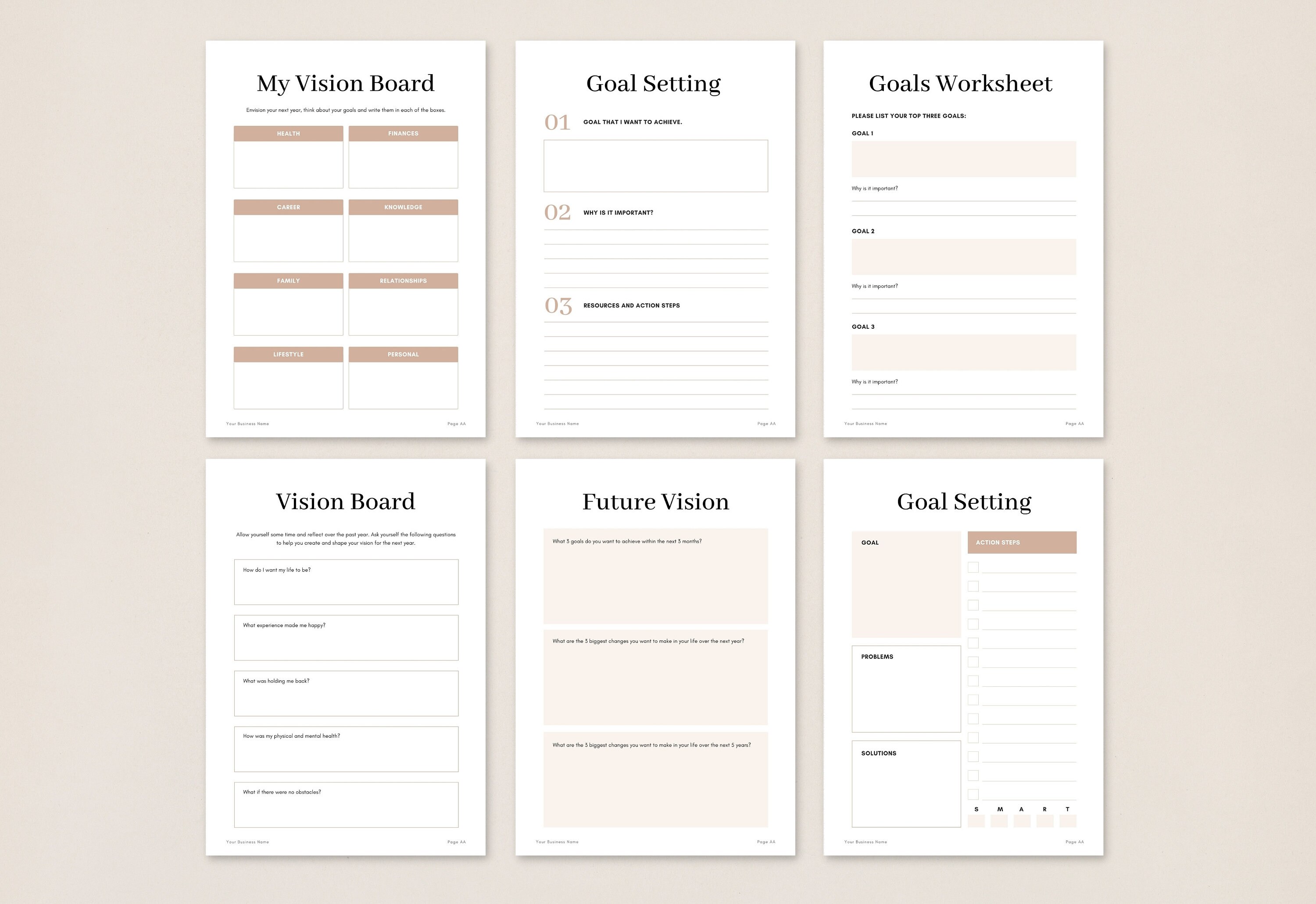 Coaching Vision and Goal Setting Sheets Canva Coaching Template ...