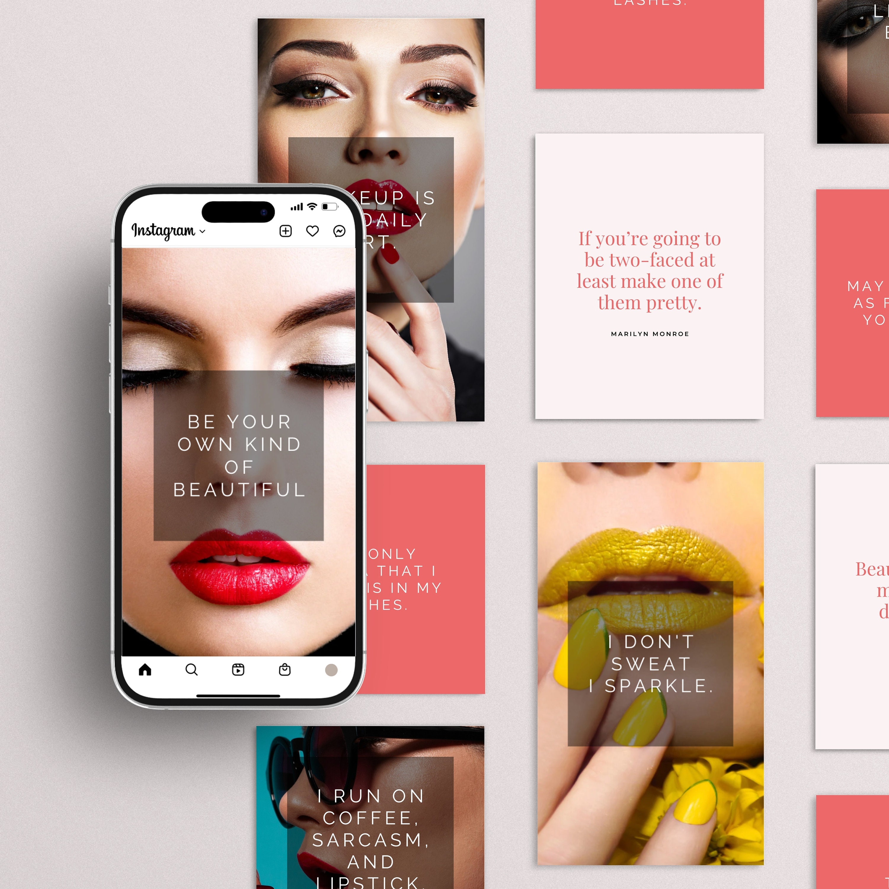 Makeup and Beauty Quotes - Instagram Templates for Canva - Quote ...