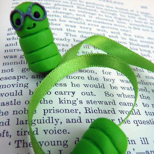 Bookworm Handmade Bookmark - Etsy UK