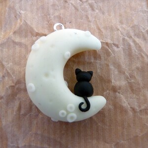 Dreamy Cat Moon Keyring Charm - Etsy UK