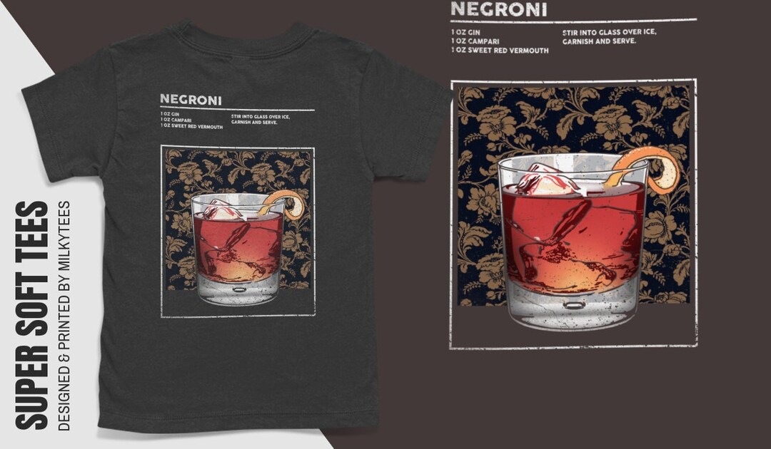Cocktail T-shirts, Negroni T-shirt, Negroni Poster, Cocktail Gift, T ...