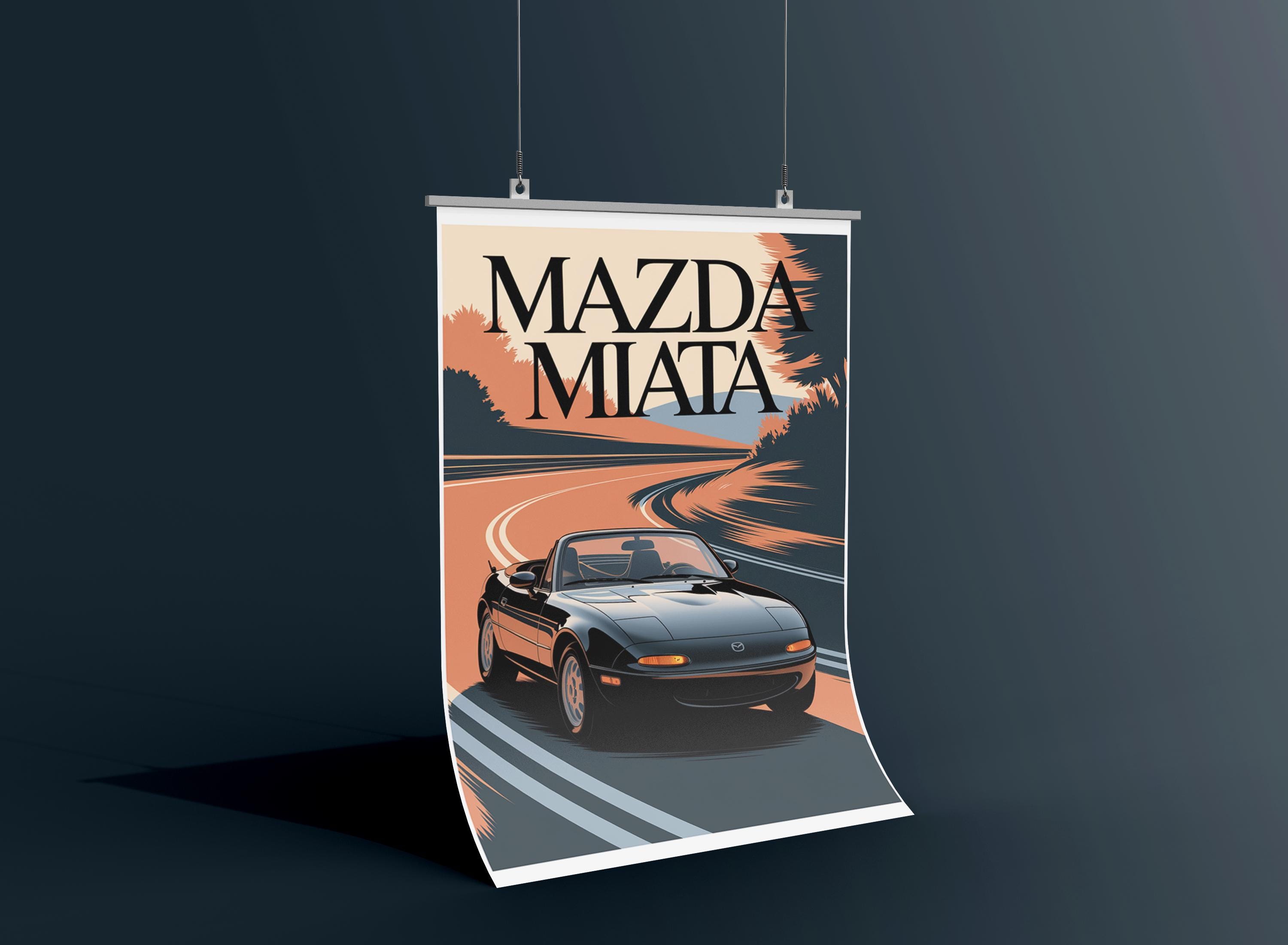 Mazda Miata MX-5 Japanese Sports Car Poster, JDM Wall Decor, Car ...
